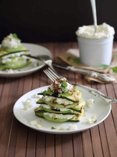 Grilled zucchini stack with ricotta