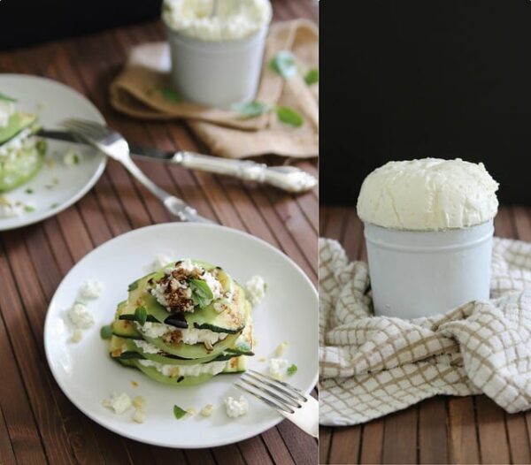 Grilled zucchini stack with ricotta