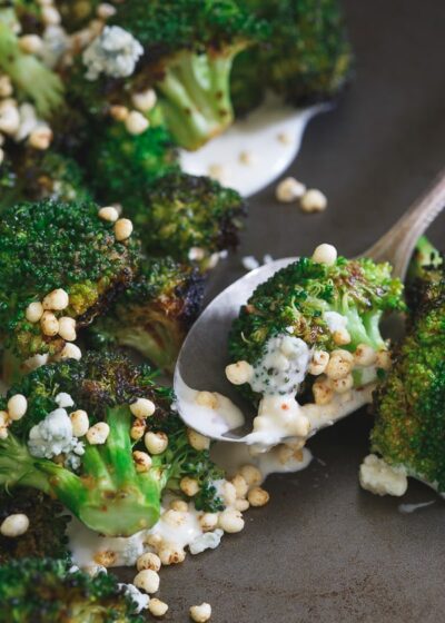 Girl and the Goat Grilled Broccoli - with Creamy Blue Cheese Sauce