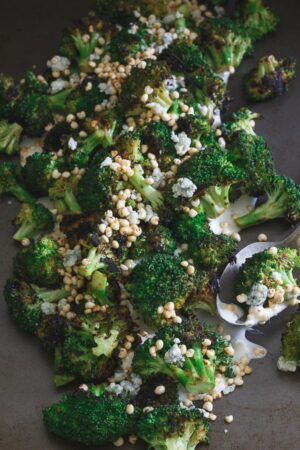 Girl and the Goat Grilled Broccoli - with Creamy Blue Cheese Sauce