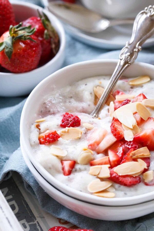 Polenta Breakfast Bowls - Creamy Strawberry Polenta Breakfast Bowl