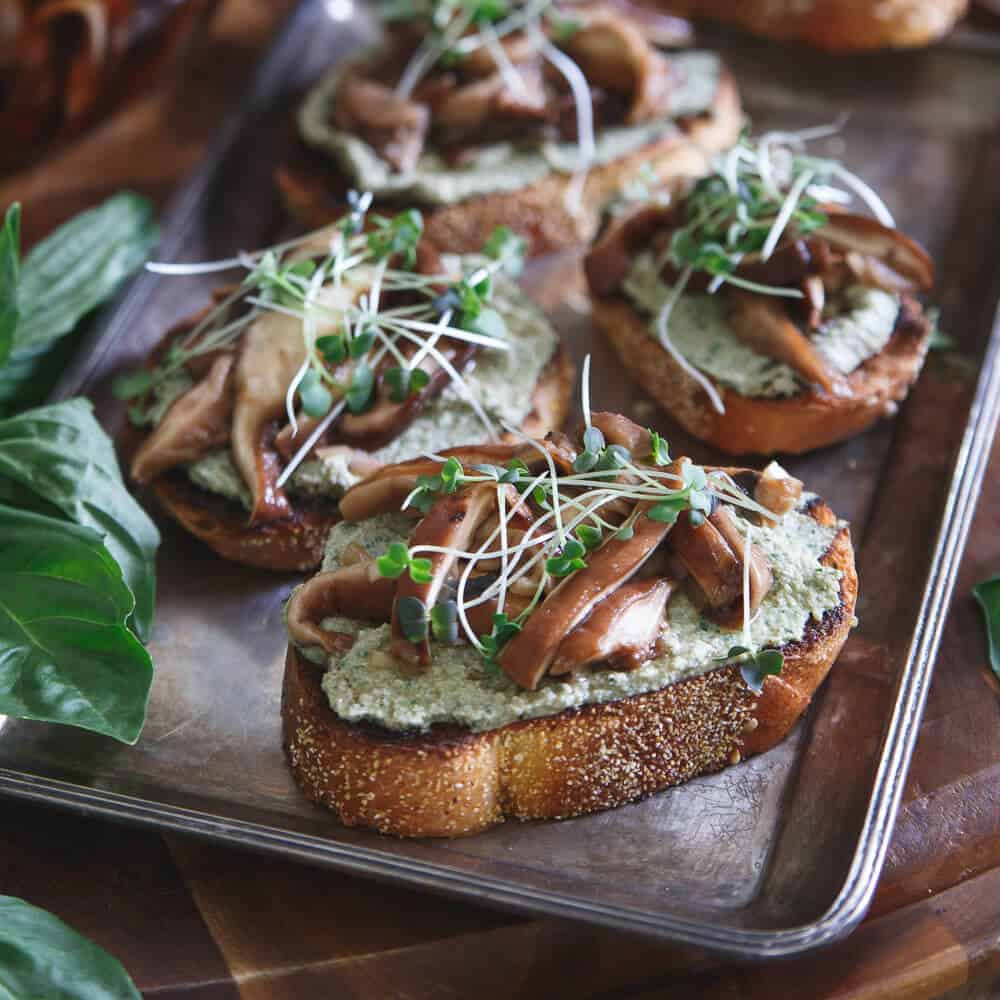 Shiitake Crostini - Balsamic Pickled Shiitake Crostini