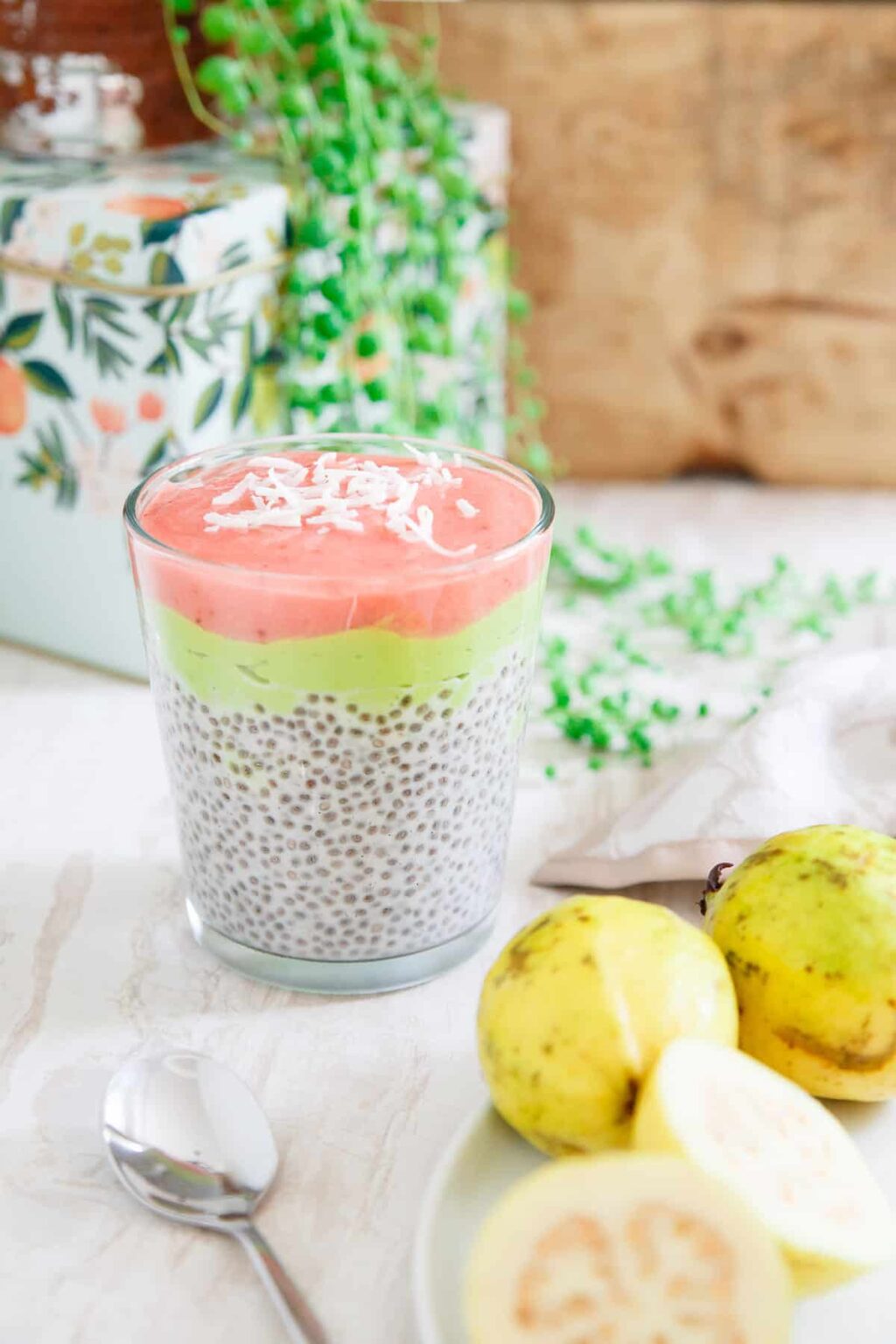 Layered Strawberry Guava Chia Pudding - Vegan Guava Chia Pudding
