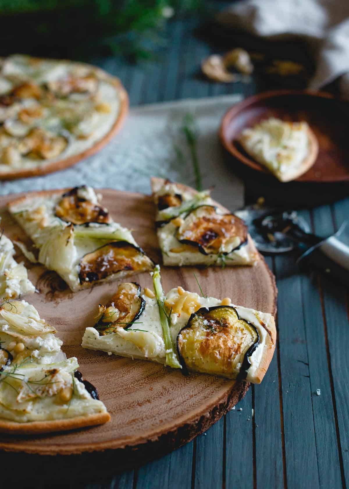 Eggplant Fennel Pizza - Roasted Eggplant Fennel Pizza