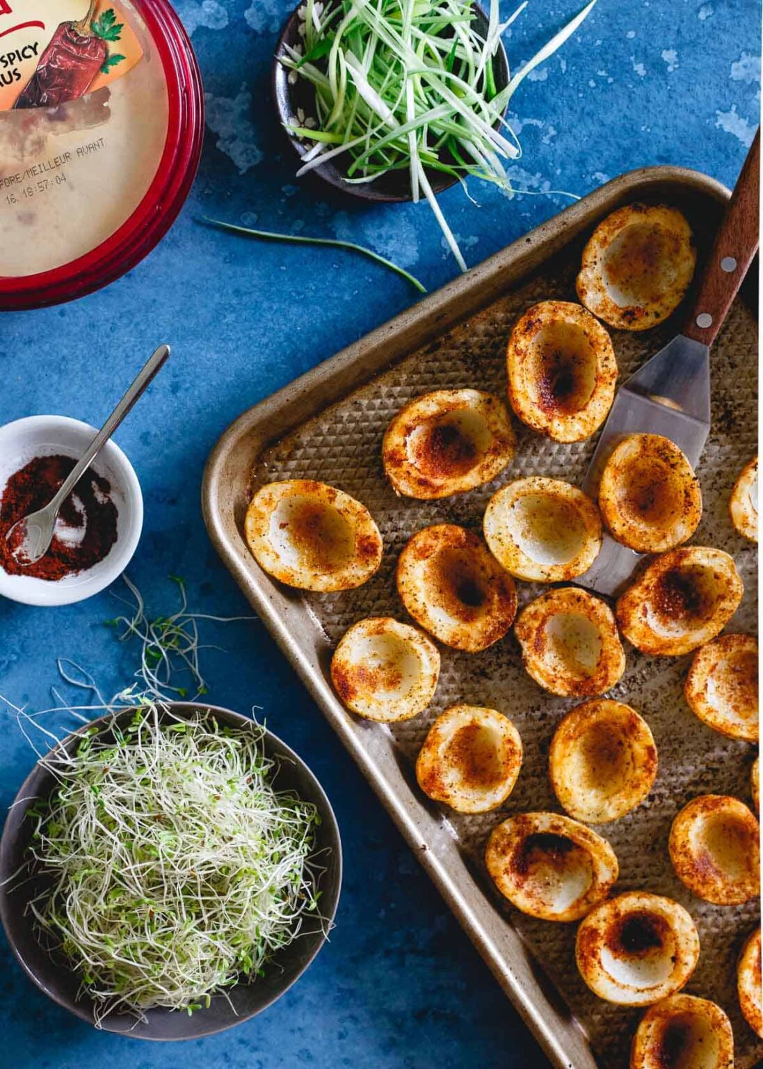 Hummus Stuffed Potato Bites - Spicy Hummus Stuffed Potato Cups