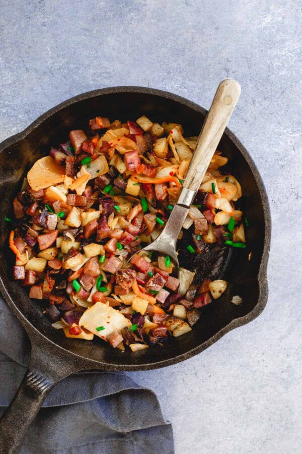 Kimchi Potato Hash - Kimchi Potato Hash with Bacon and Chives