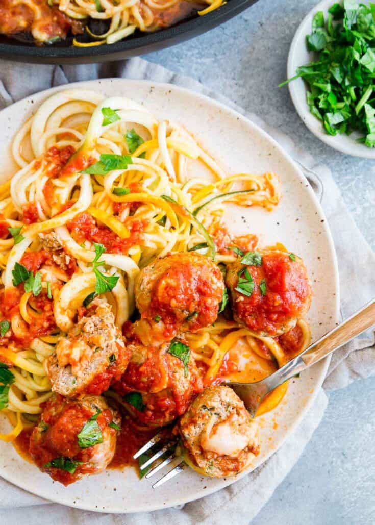 Turkey Zucchini Meatballs - Cheddar Cheese Stuffed Turkey Meatballs
