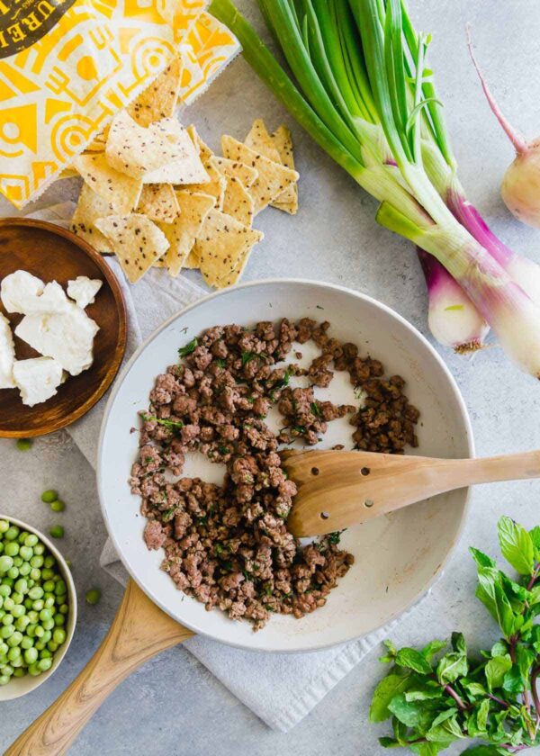 Lamb Nachos - Ground Lamb and Spring Vegetable Nachos