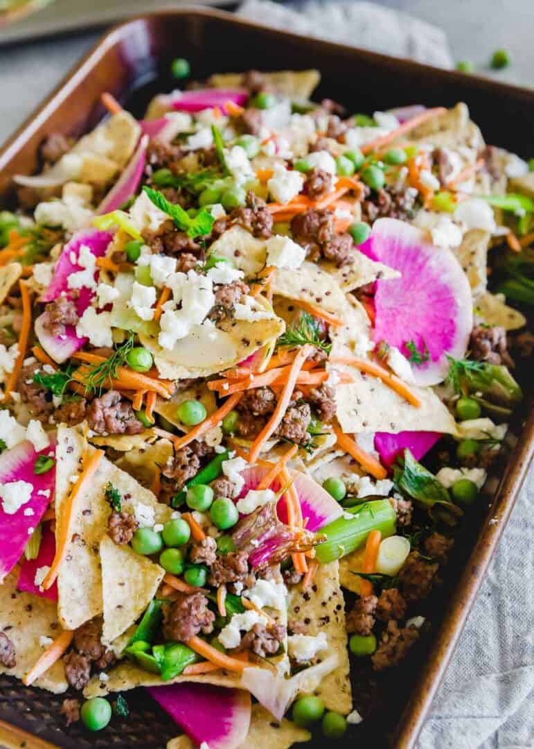 Lamb Nachos - Ground Lamb and Spring Vegetable Nachos