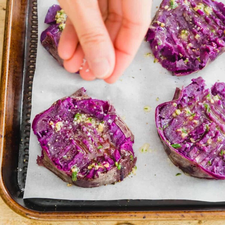 Roasted Stokes Purple Sweet Potato Recipe - Smashed Purple Potatoes