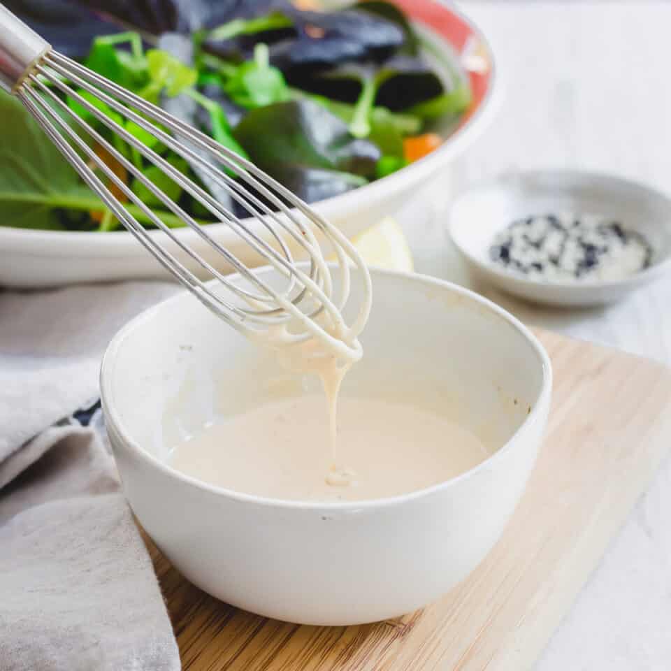 Tatsoi Recipe - Purple Tatsoi Salad with Tahini Dressing