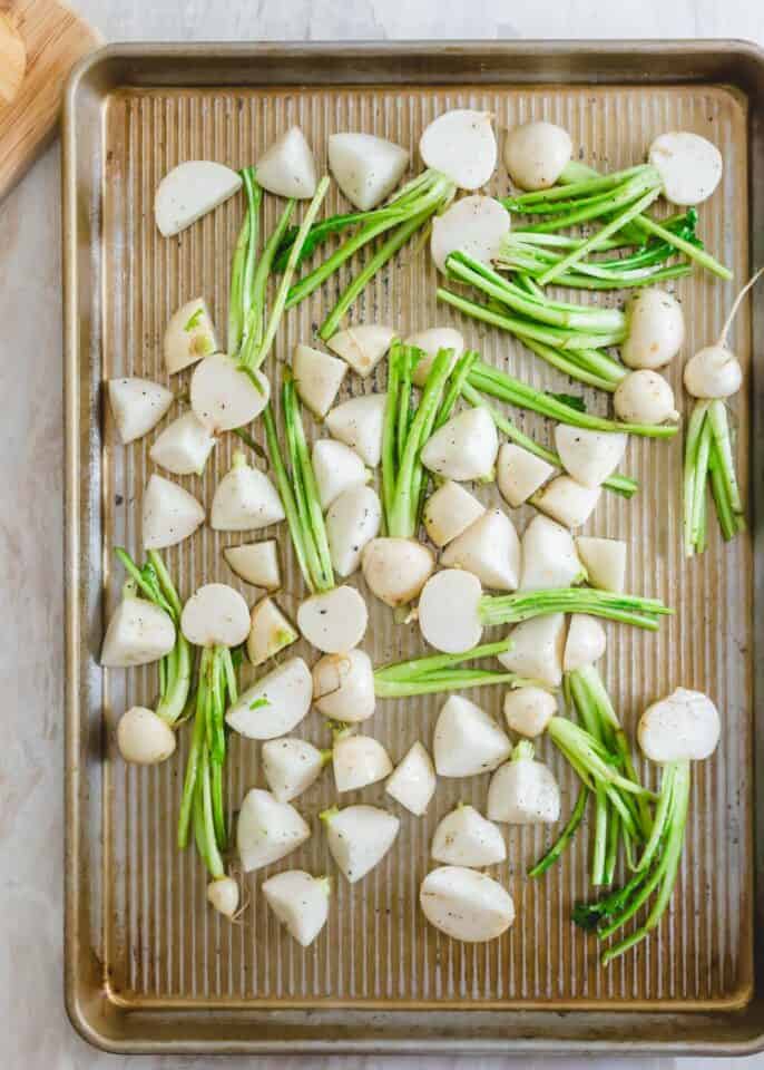 Crispy Roasted Turnips Recipe - with Chive Butter Sauce