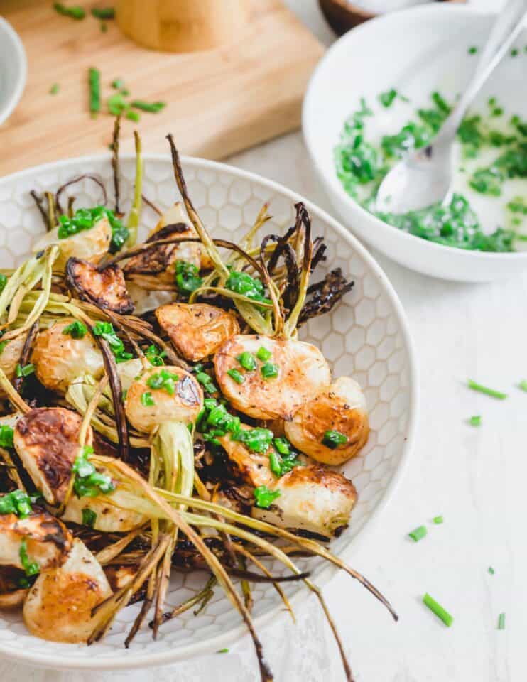 Crispy Roasted Turnips Recipe - with Chive Butter Sauce