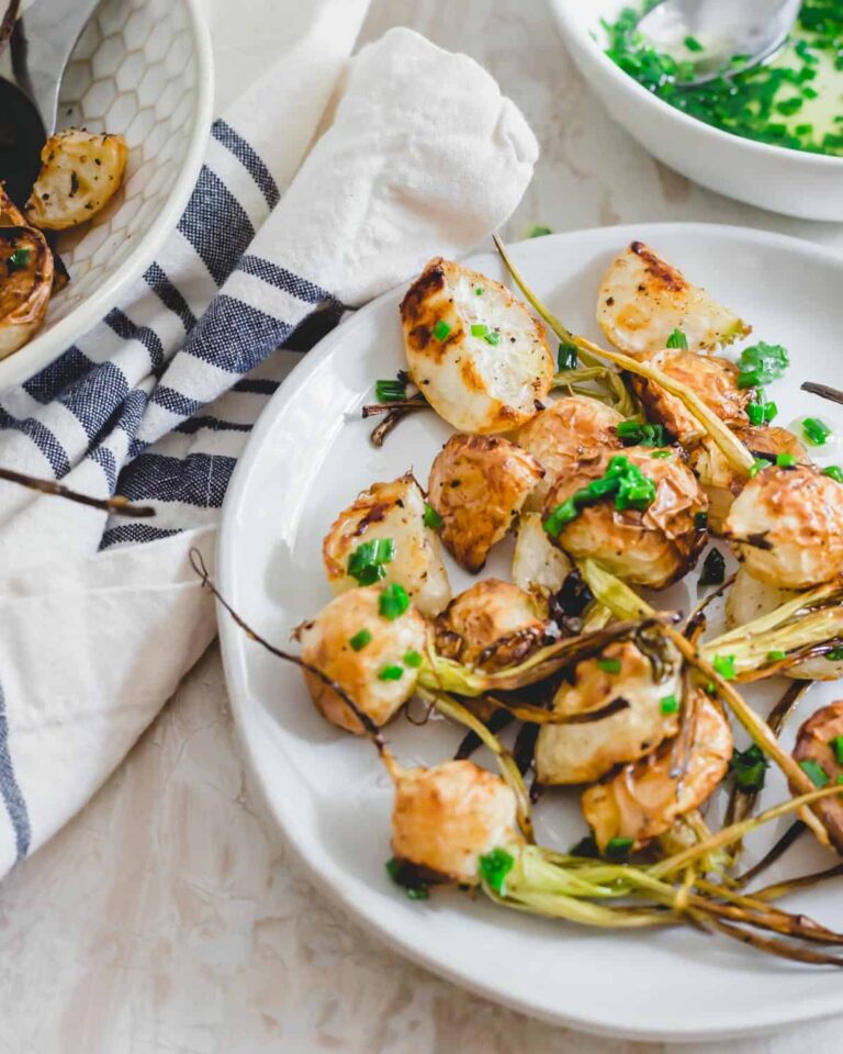 Crispy Roasted Turnips Recipe - with Chive Butter Sauce