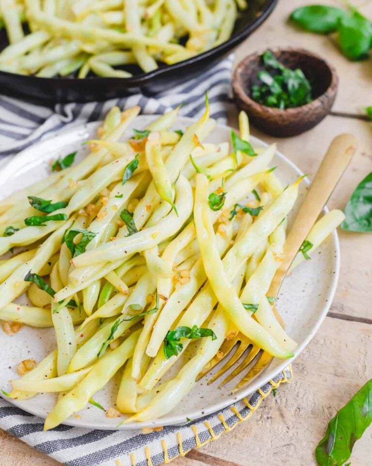 Wax Beans with Garlic & Basil - Running to the Kitchen®