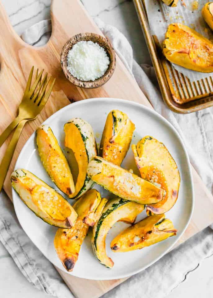 Parmesan Roasted Carnival Squash - Running to the Kitchen®