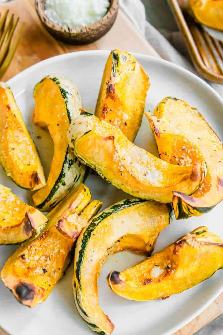 Parmesan Roasted Carnival Squash - Running to the Kitchen®