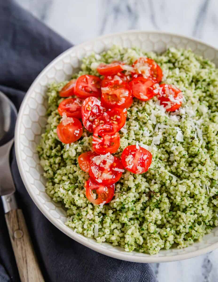 Quick & Easy Pesto Couscous - Running to the Kitchen®