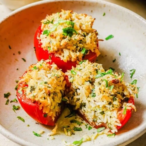 Perfect Baked Stuffed Tomatoes - Running to the Kitchen®